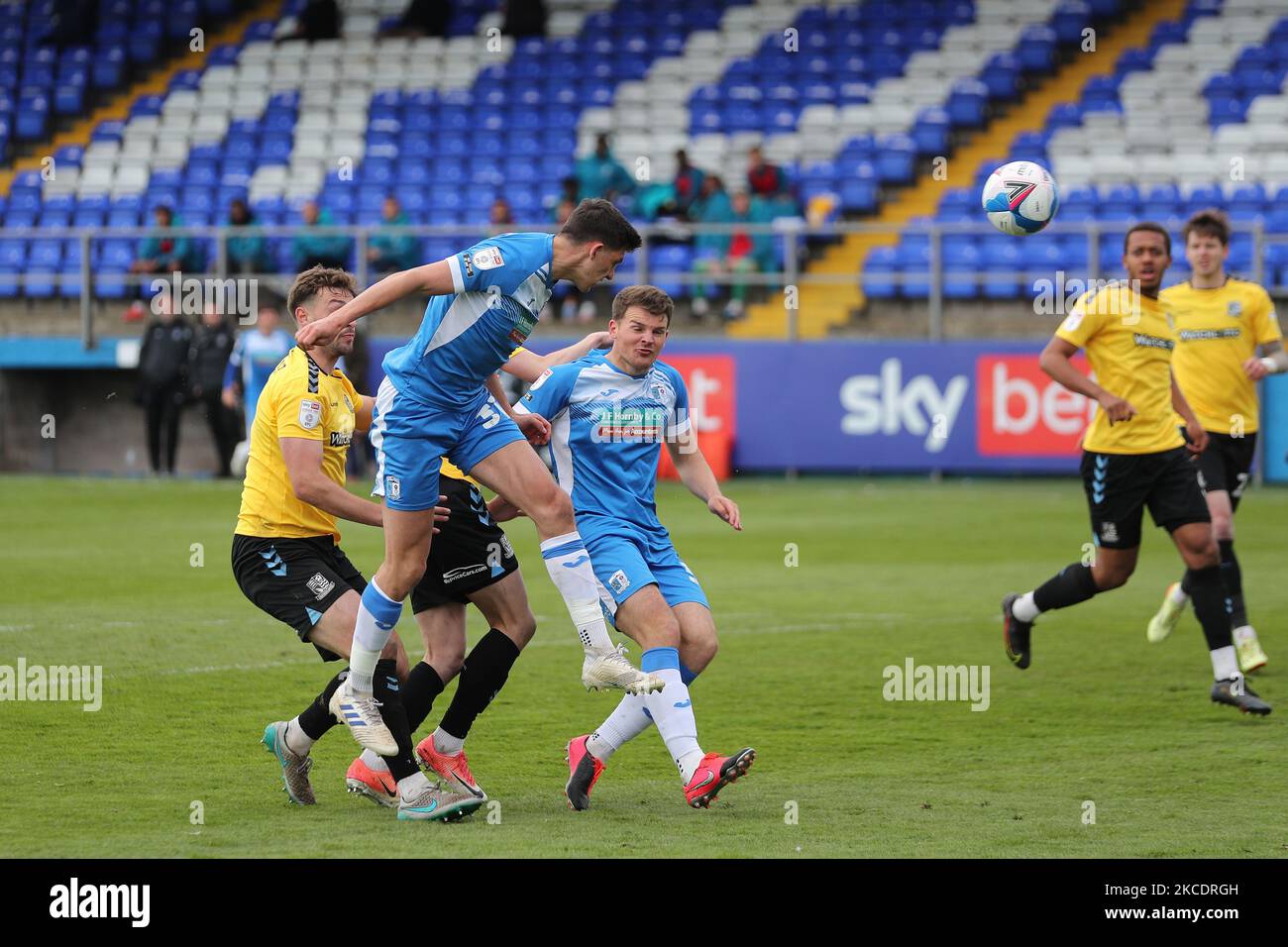 Bobby Thomas of Barrow heads at goal during the Sky Bet League 2 match ...