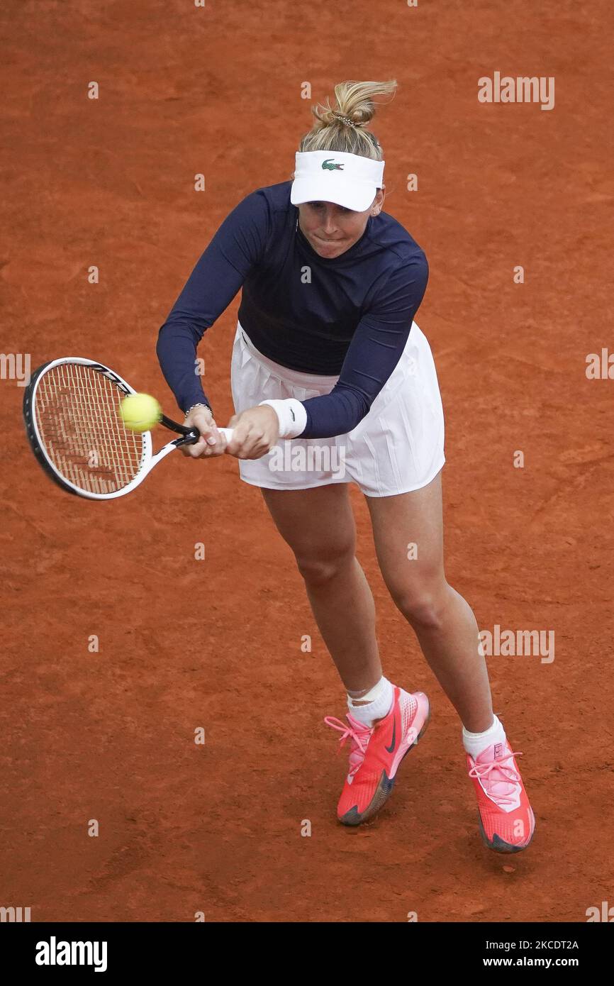 Jil Teichmann of Switzerland in action during her round of 32 match ...