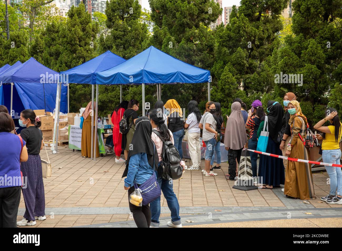 People queue for mandatory Covid19 Testing of the cities 370,000 ...