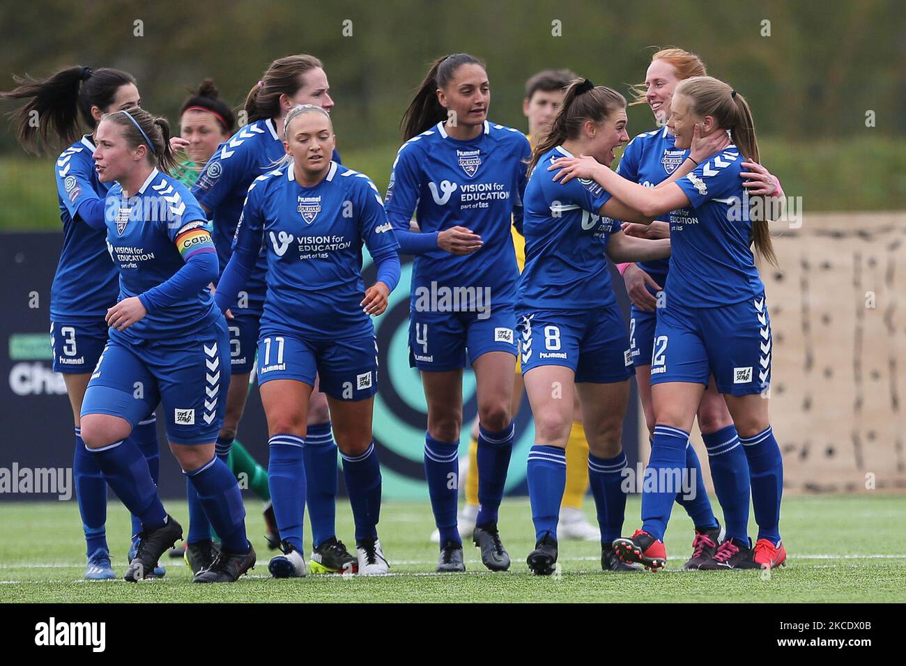 Molly SHARPE of Durham Women celebrates with her team mates after ...