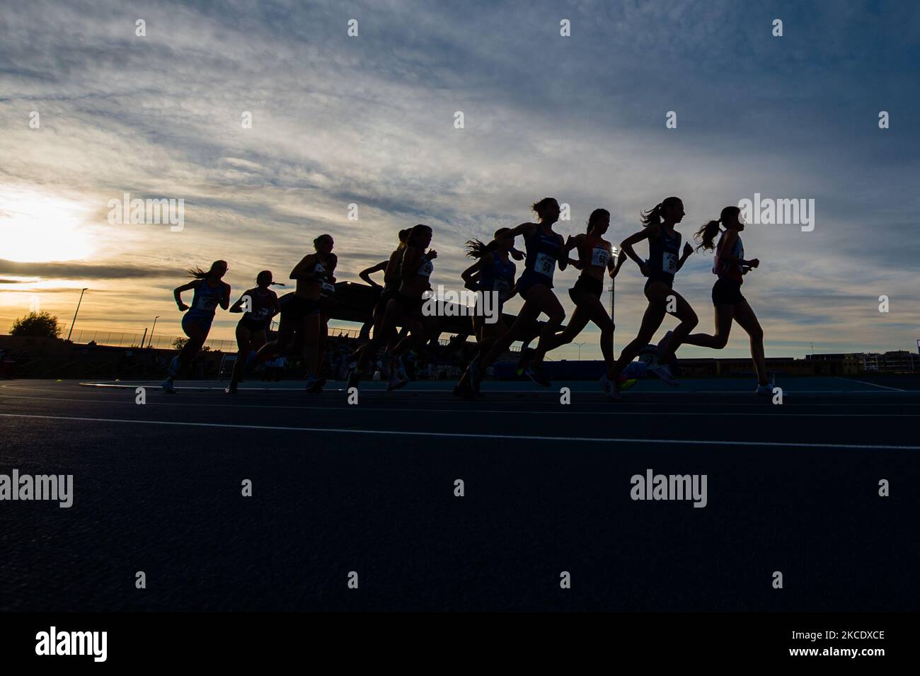 Athletes during the 10,000 meters race at the National Championships in ...