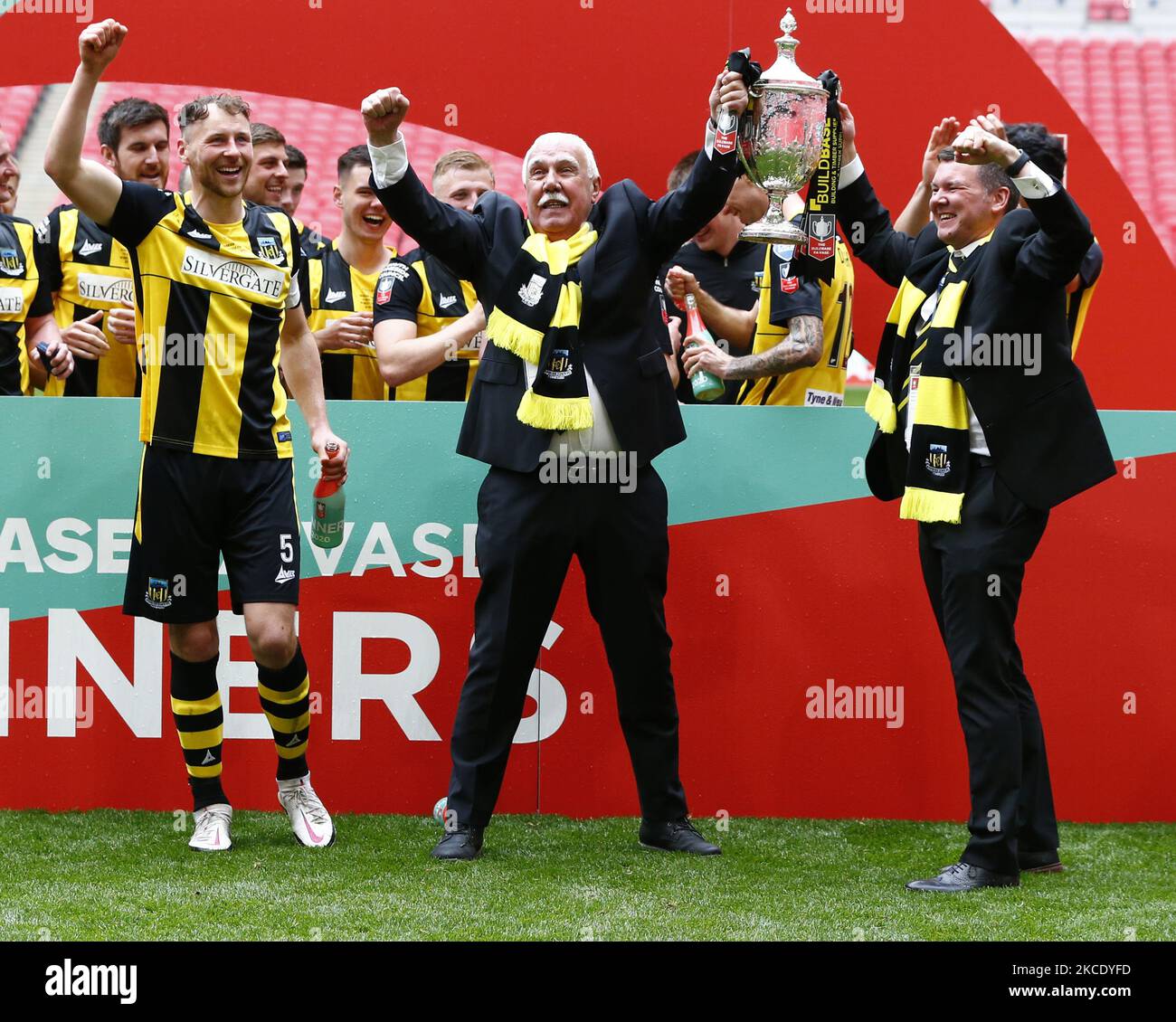 L-R Louis Storey of Hebburn Town (Left) and chairman Vincent Pearson ...