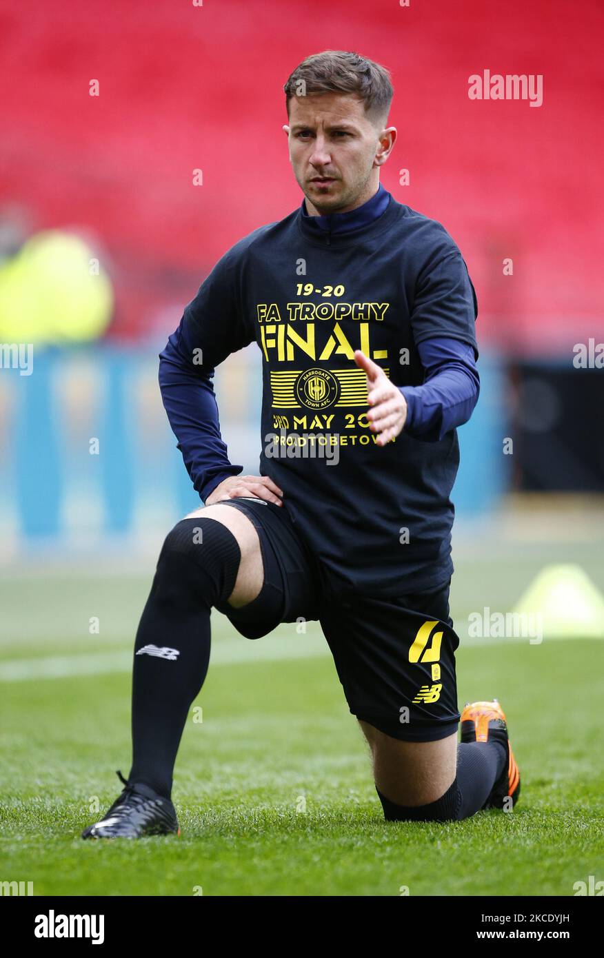 Josh Falkingham of Harrogate Town during the pre-match warm-up during ...