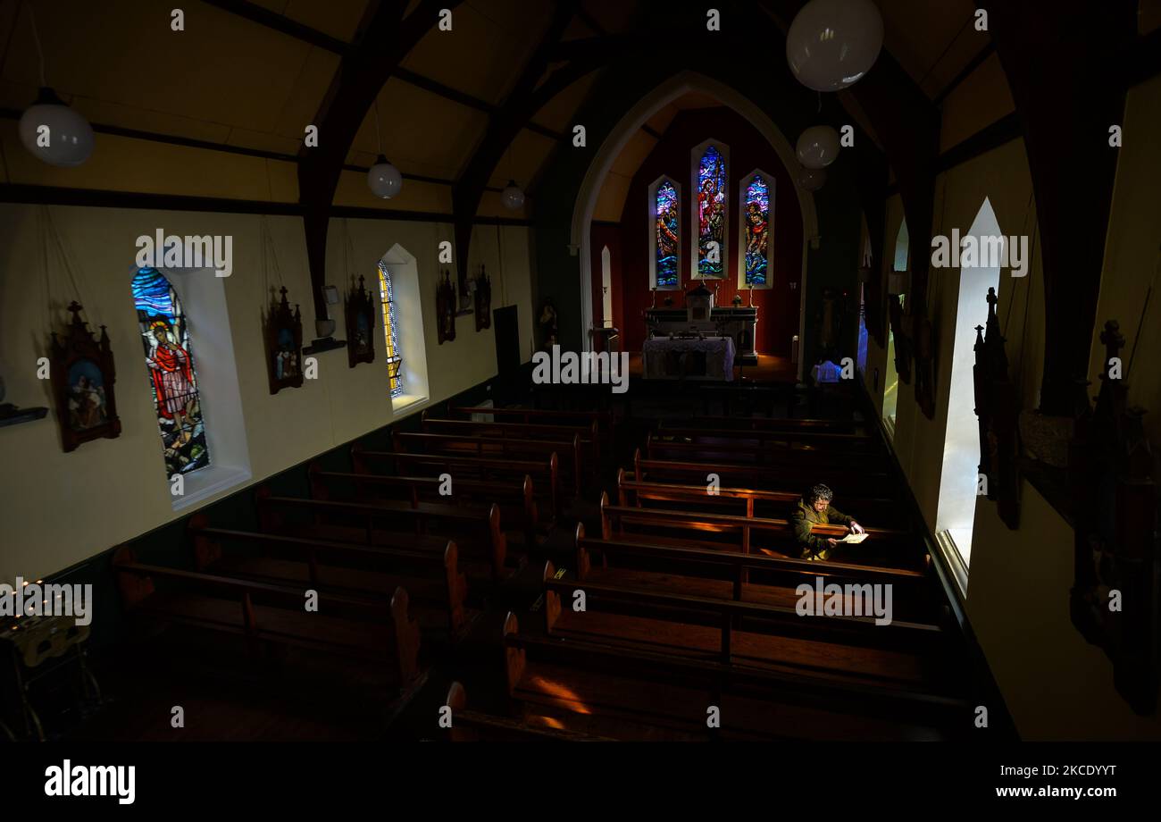 Father Krzysztof Sikora inside St James's Church, in Cashel, Connemara ...