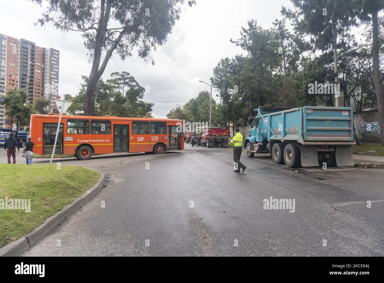 Truckers block the streets of the capital supporting the national ...