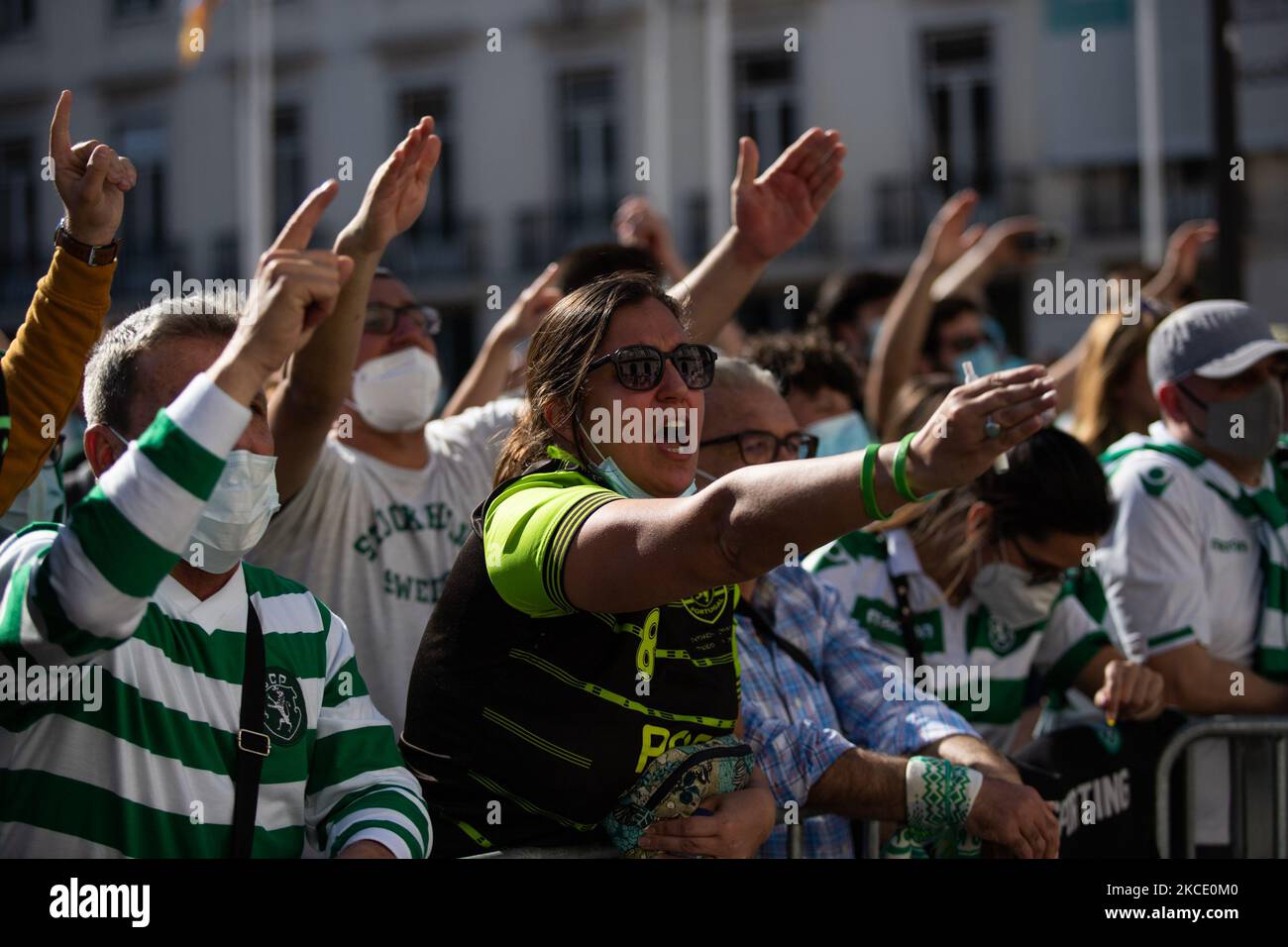 One supporter with his spots scarf, on May 4, in Lisbon, Portugal. The ...