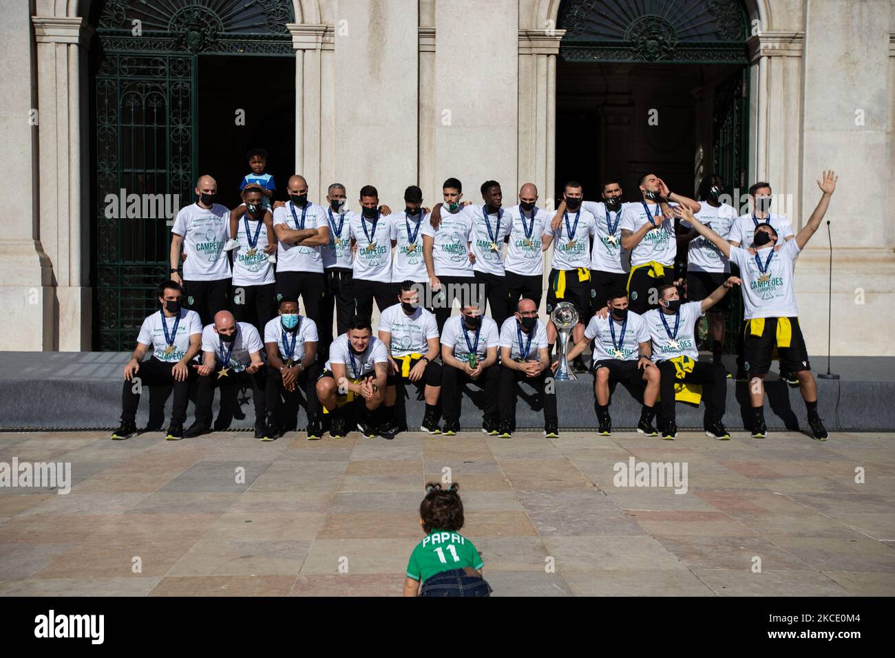 The Sporting CP Futsal Team, on May 4, in Lisbon, Portugal. The Futsal ...