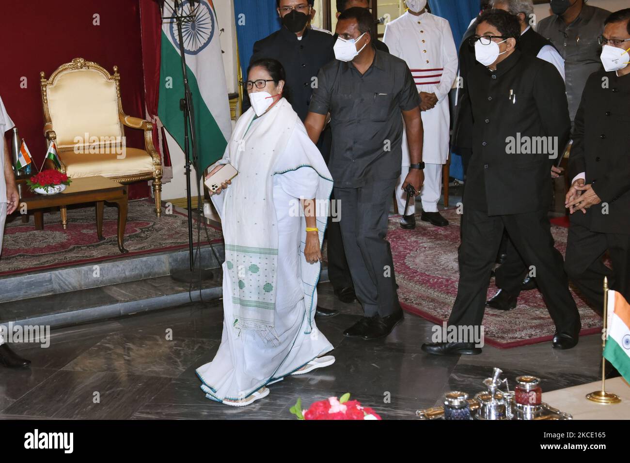 Trinamool Congress Chief Mamata Banerjee arrive during her Swearing -in-ceremony to take oath as ...