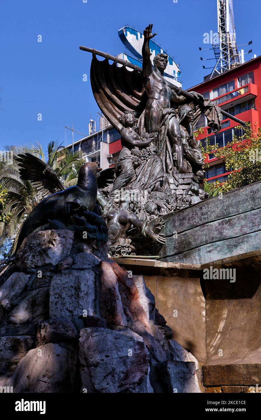 Fuente Alemana (German Fountain) at Forest Park in downtown Santiago ...
