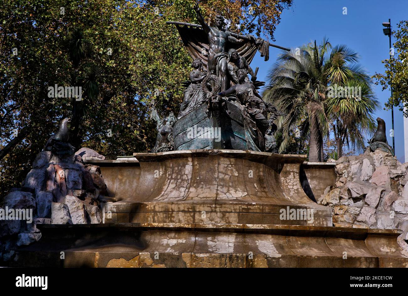 Fuente Alemana (German Fountain) at Forest Park in downtown Santiago ...