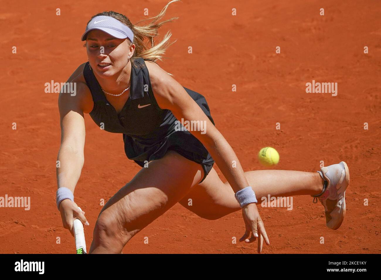 Paula Badosa of Spain in action during her quarterfinal match against ...