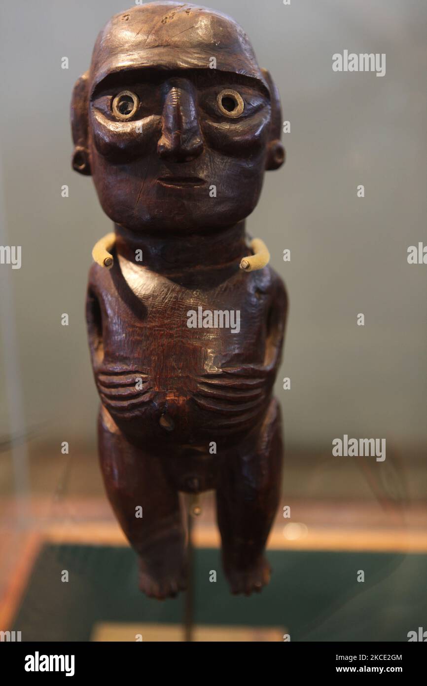 Figure of a Moai Kavakava displayed at the Sebastian Englert Anthropological Museum (Rapa Nui ...