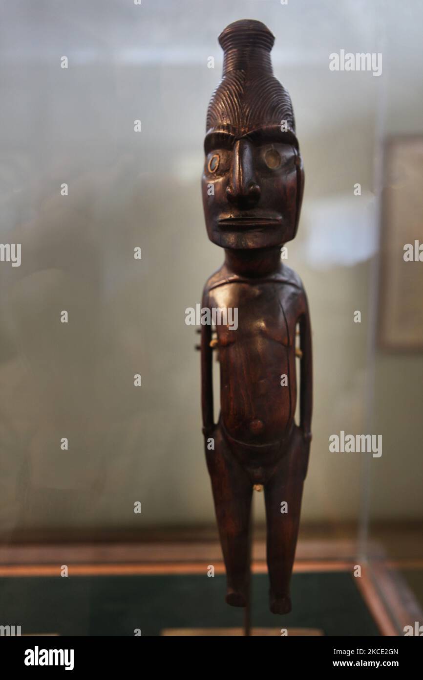 Figure of a Moai Kavakava displayed at the Sebastian Englert Anthropological Museum (Rapa Nui ...