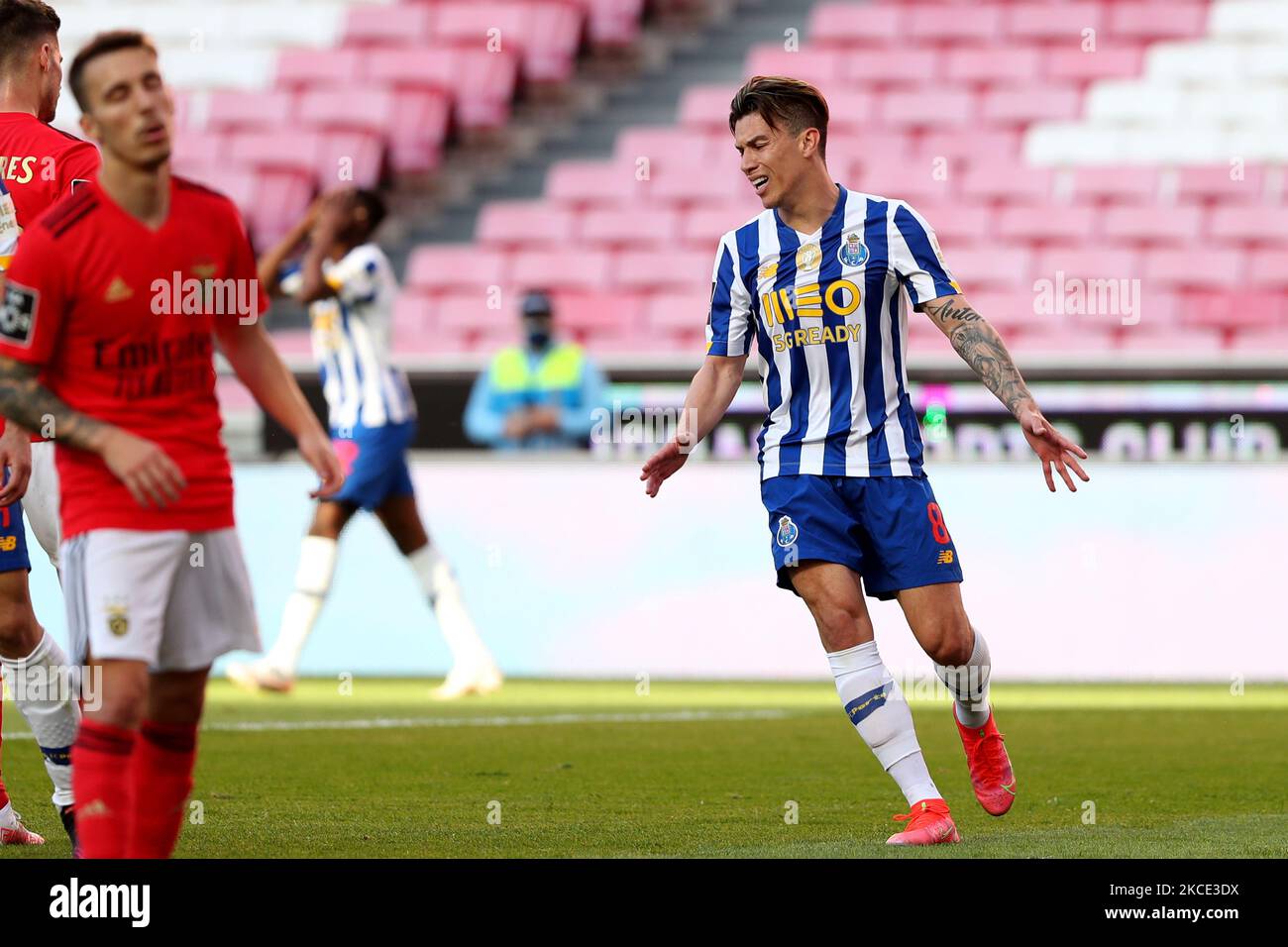 Matheus Uribe of FC Porto (R ) reacts during the Portuguese League ...