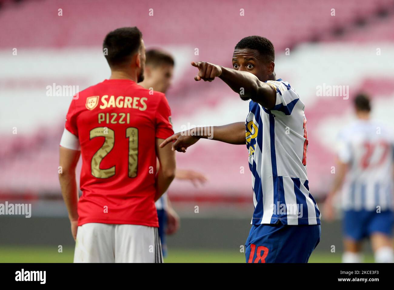 Wilson Manafa of FC Porto (R ) gestures during the Portuguese League ...