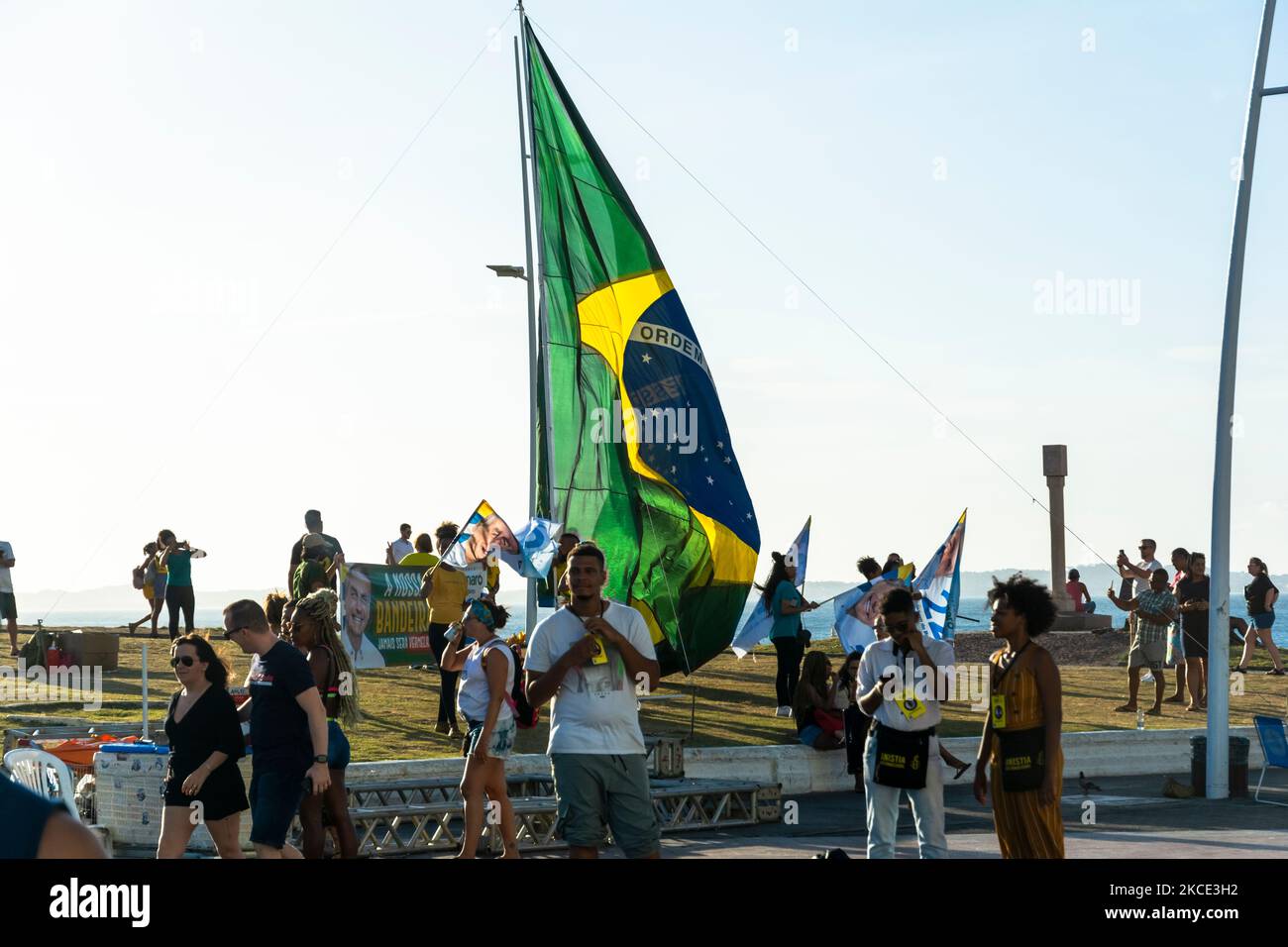Salvador, Bahia, Brazil - October 22, 2022: Supporters of the President of Brazil Jair Bolsonaro ...