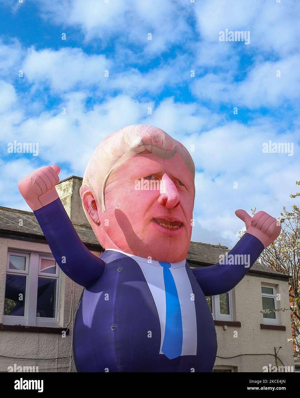An inflatable model of the UK Prime Minister Boris Johnson outside the ...