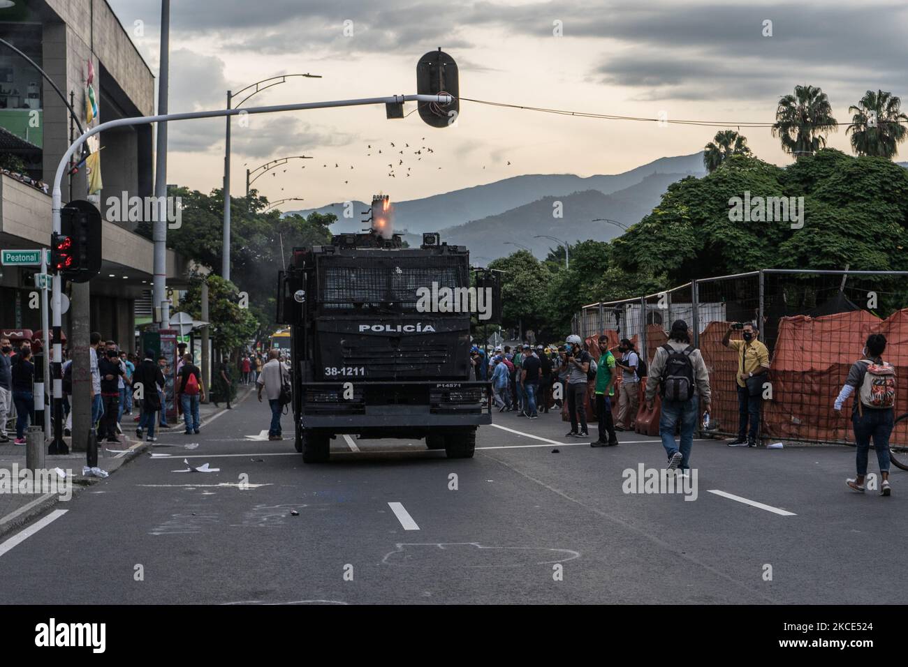 A colombian military vehicle is seen during a new day of protests, on ...