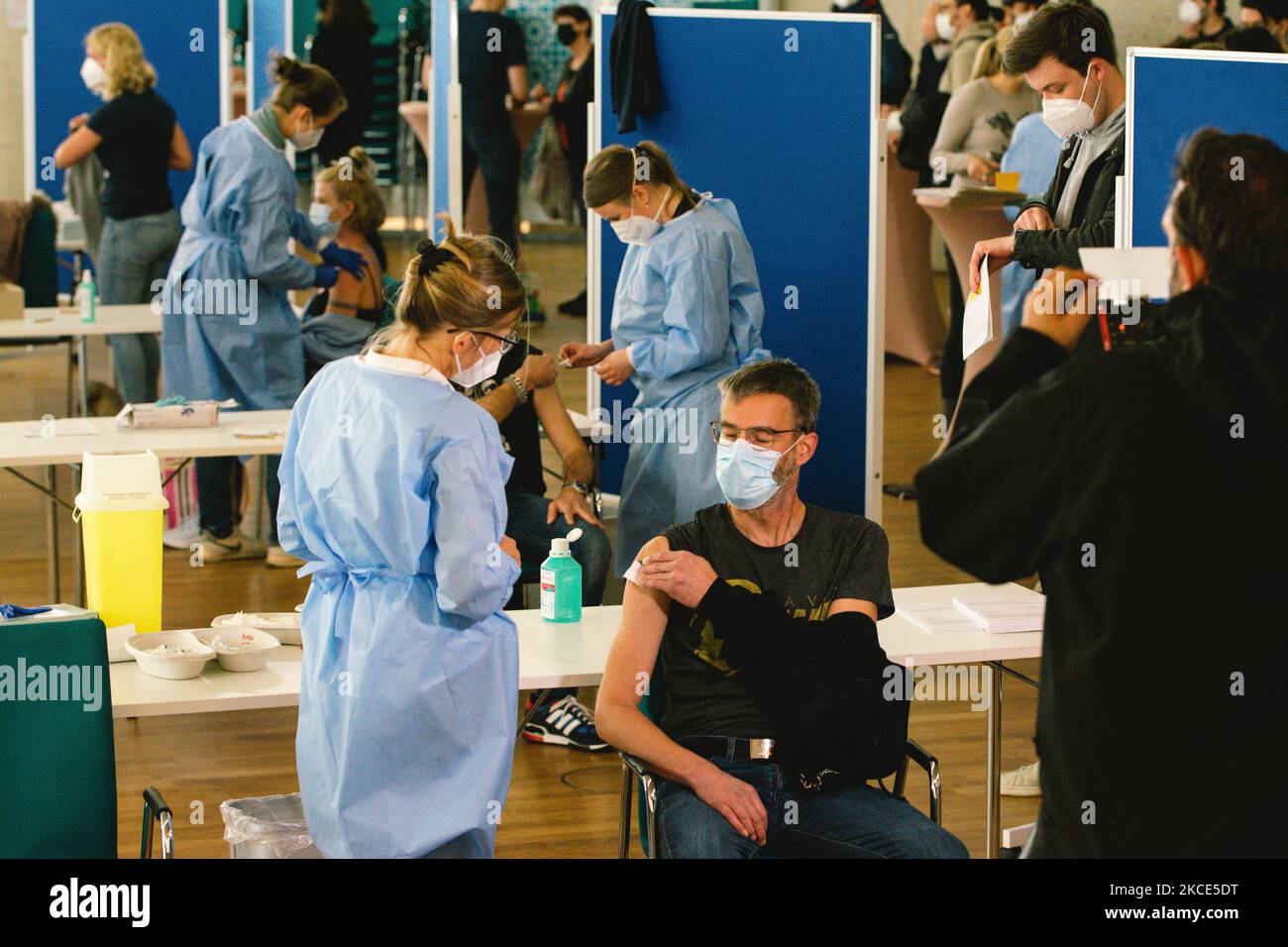 general view of inside of vaccination in Central Mosque in Cologne ...