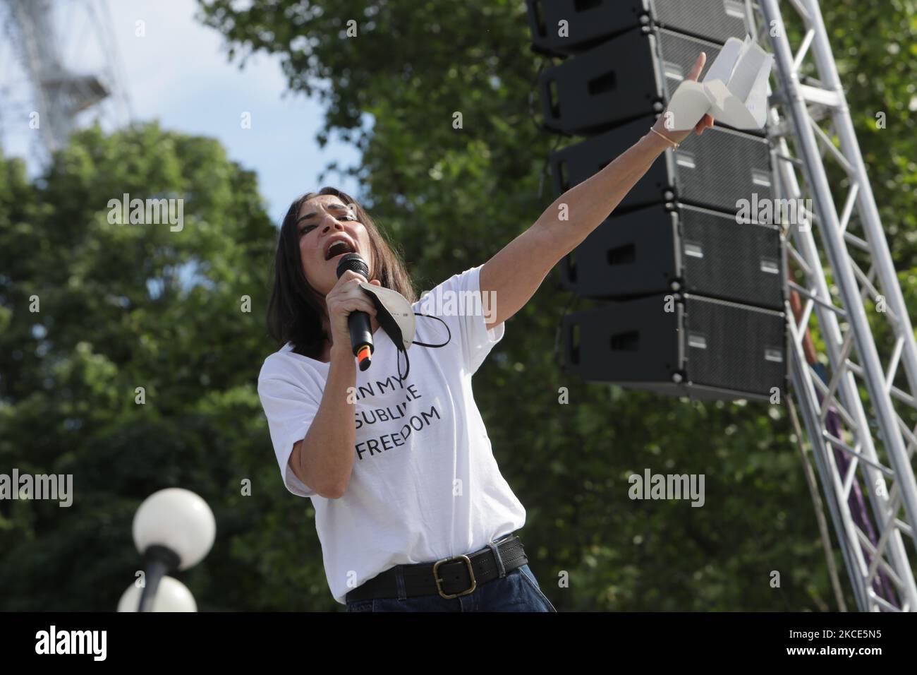 Paola Turci is seen at Demonstration in favor of DDL Zan which aims to ...