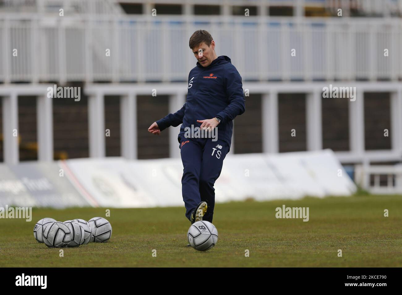 Tony Sweeney the Hartlepool assistant coach during the Vanarama ...
