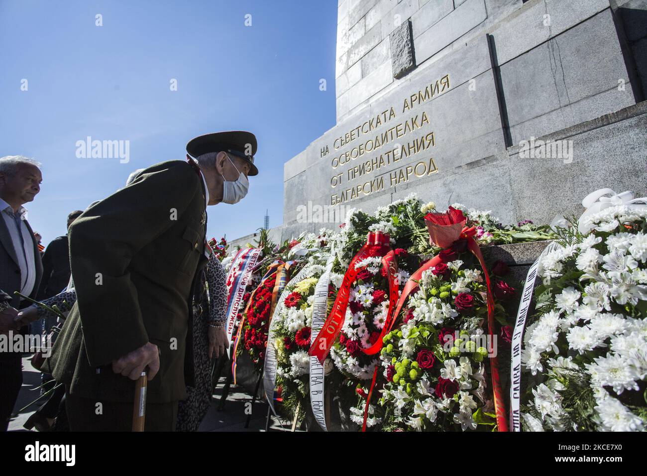 On May 9, 2021, people laid wreaths and flowers at the monument of the ...