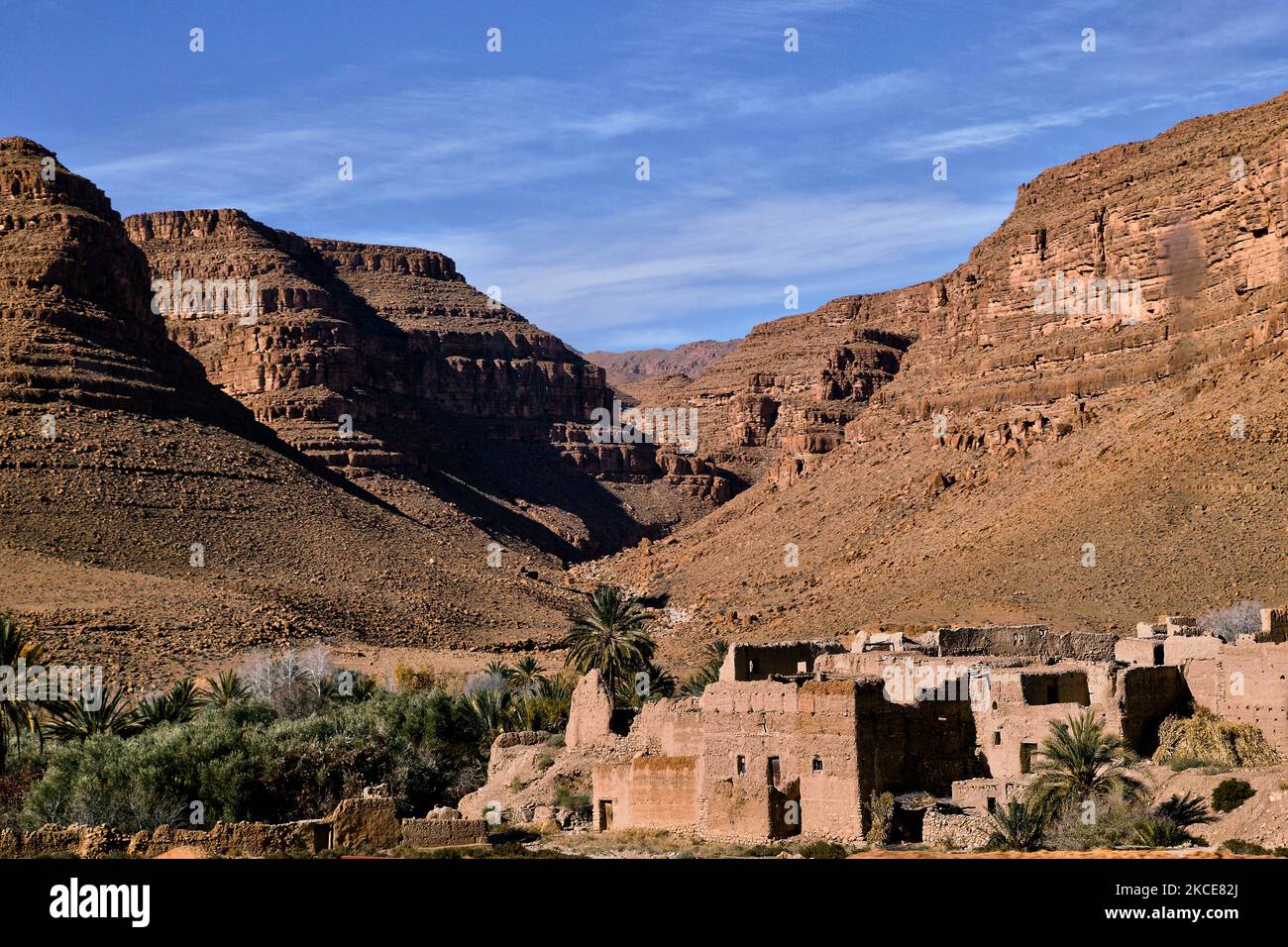 Old kasbah along the Ziz Gorges in the Ziz Valley of the High Atlas ...