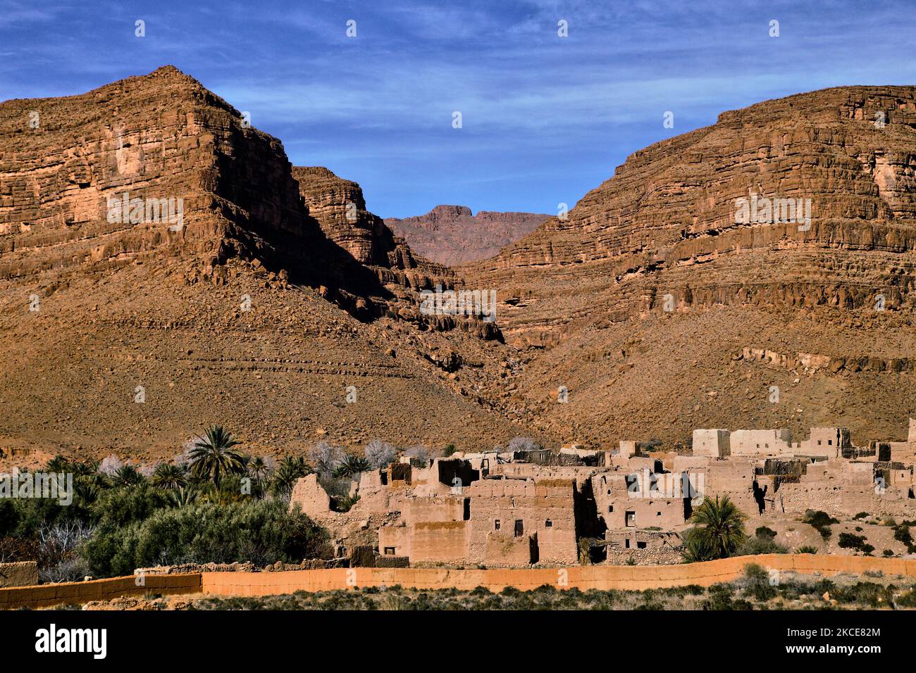 Old kasbah along the Ziz Gorges in the Ziz Valley of the High Atlas ...