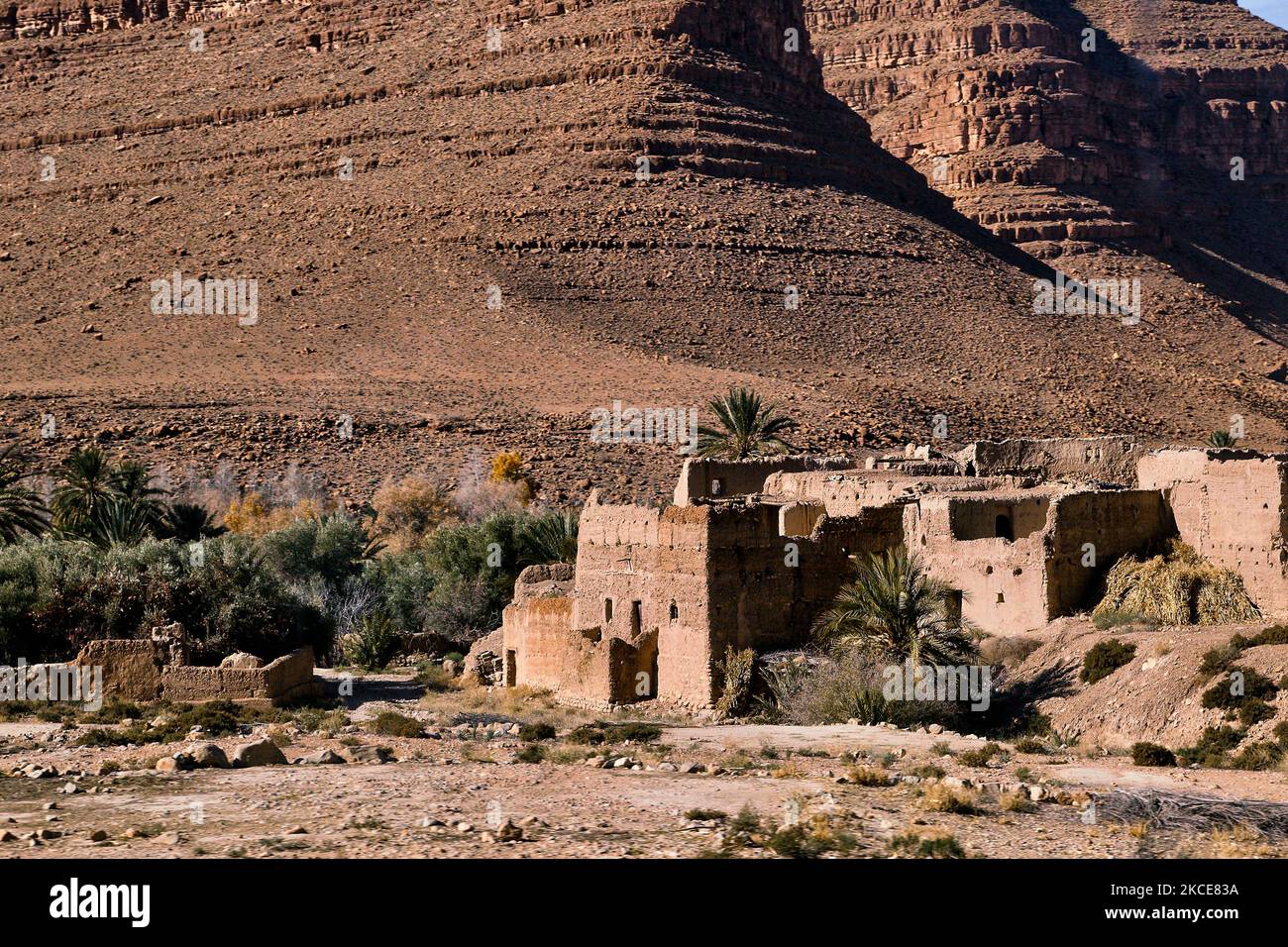 Old kasbah along the Ziz Gorges in the Ziz Valley of the High Atlas ...