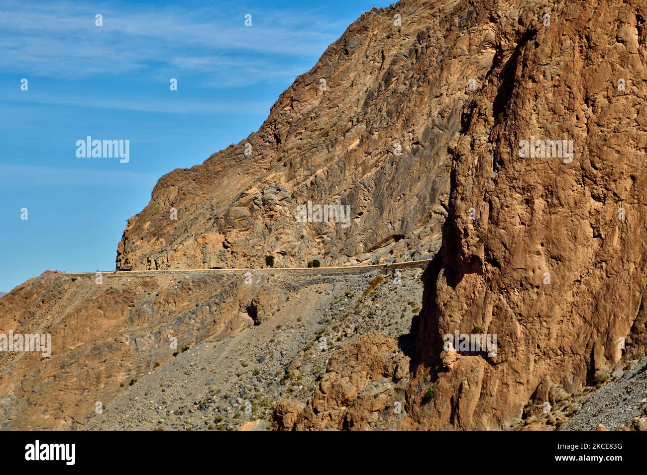 Road cutting through the Ziz Gorges in the Ziz Valley of the High Atlas ...