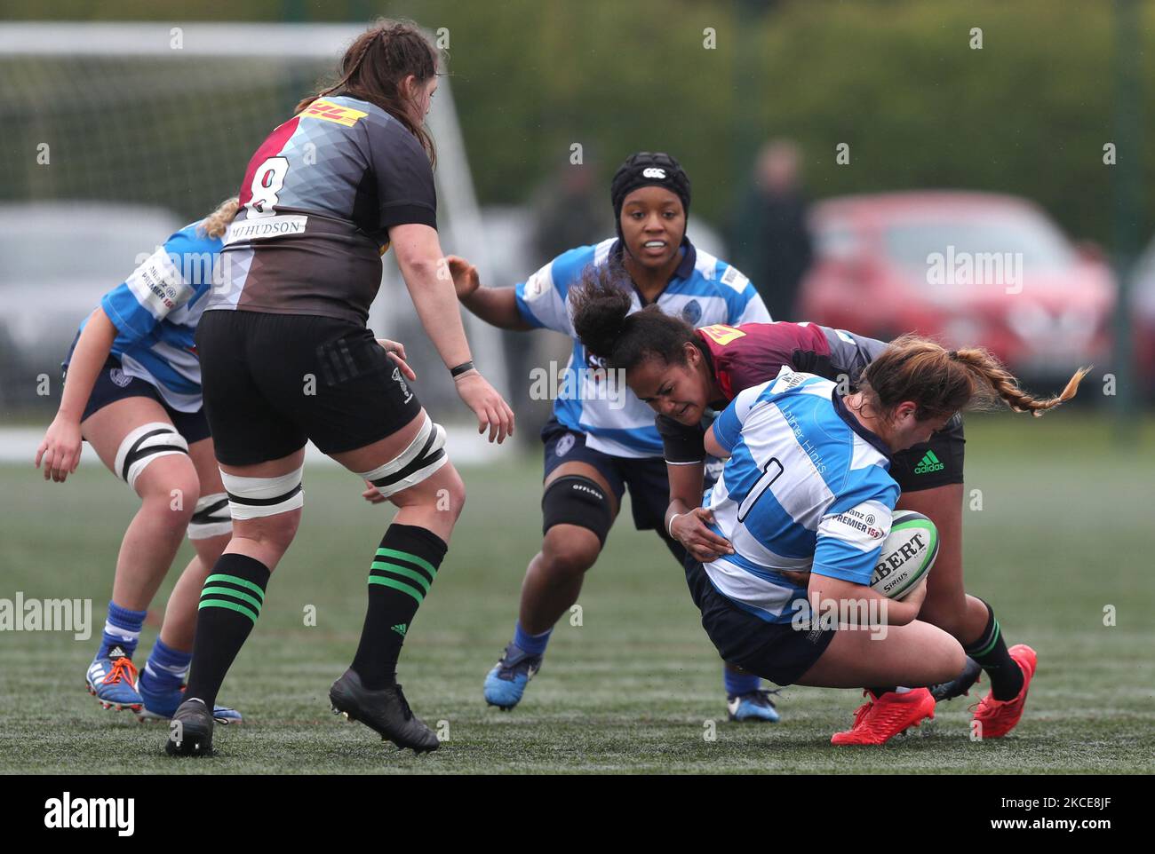 Lisa Cockburn of Darlington Mowden Park Sharks and Lagi Tuima of ...
