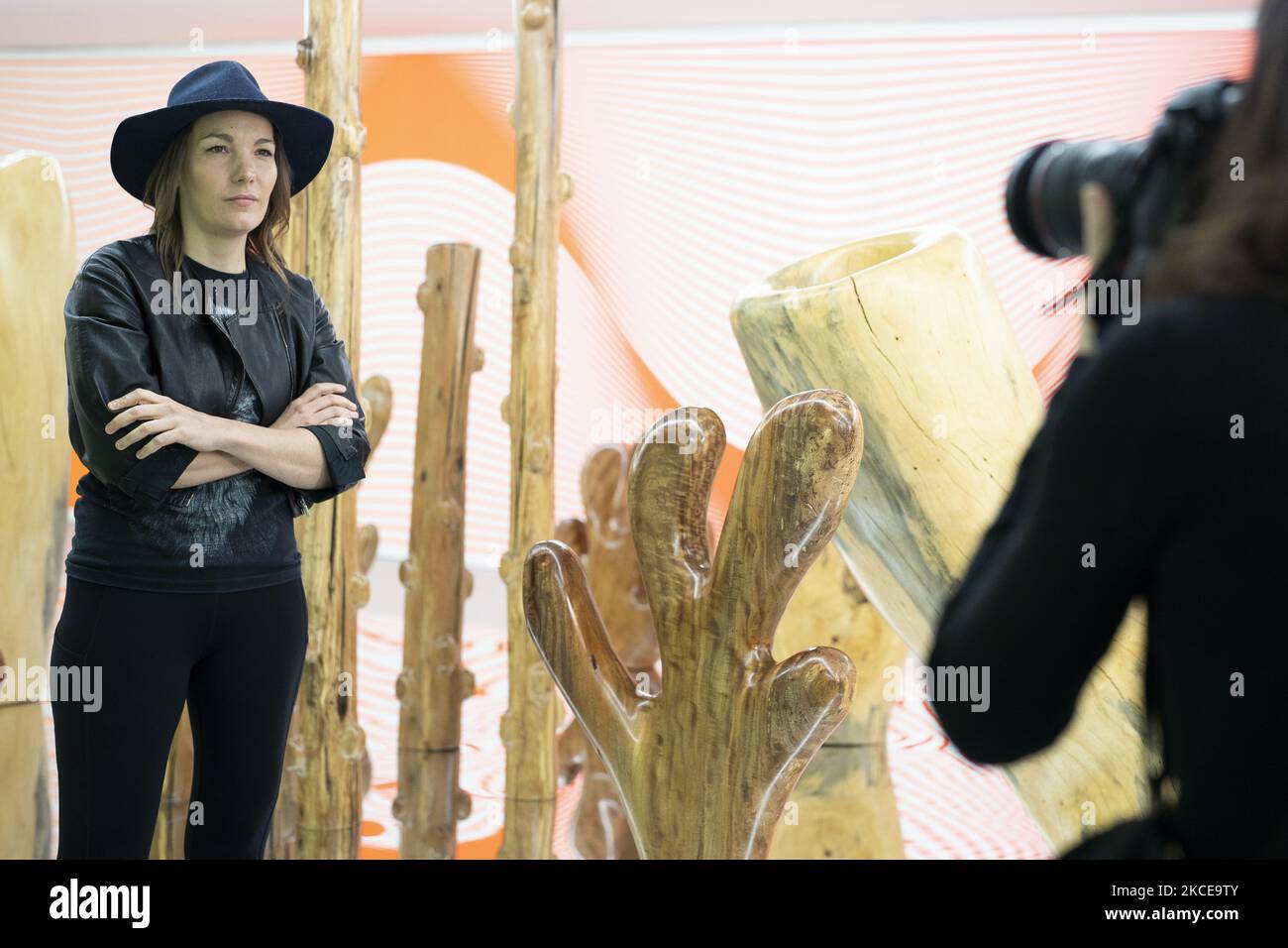 Swiss artist Claudia Comte poses during the presentation of the After ...