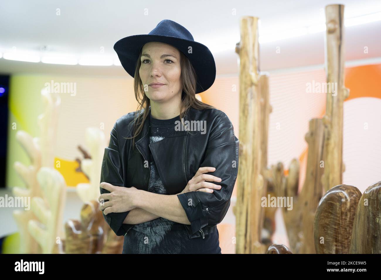 Swiss artist Claudia Comte poses during the presentation of the After ...