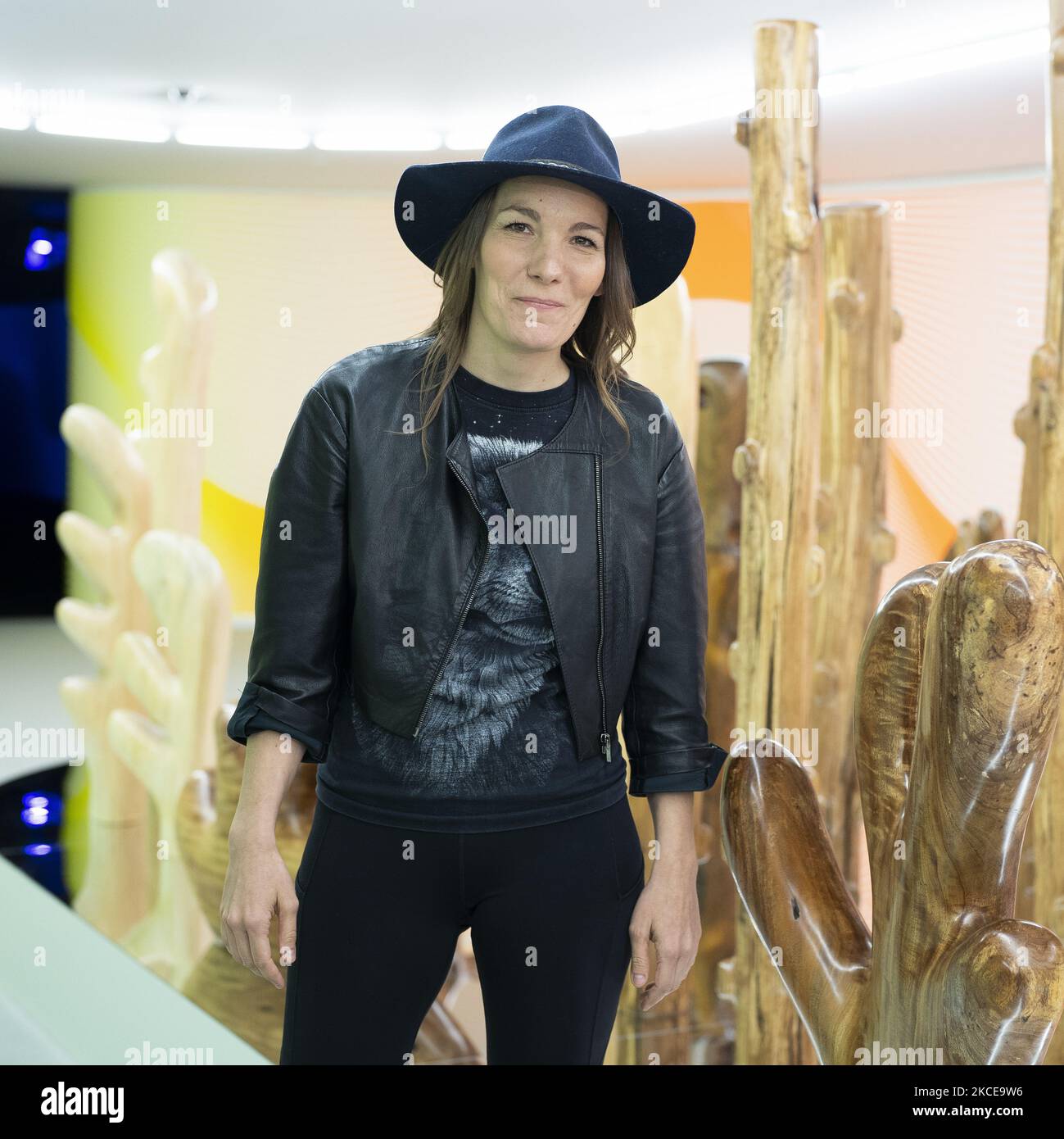 Swiss artist Claudia Comte poses during the presentation of the After ...