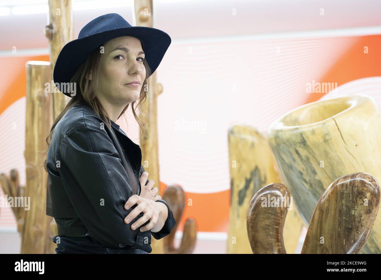 Swiss artist Claudia Comte poses during the presentation of the After ...