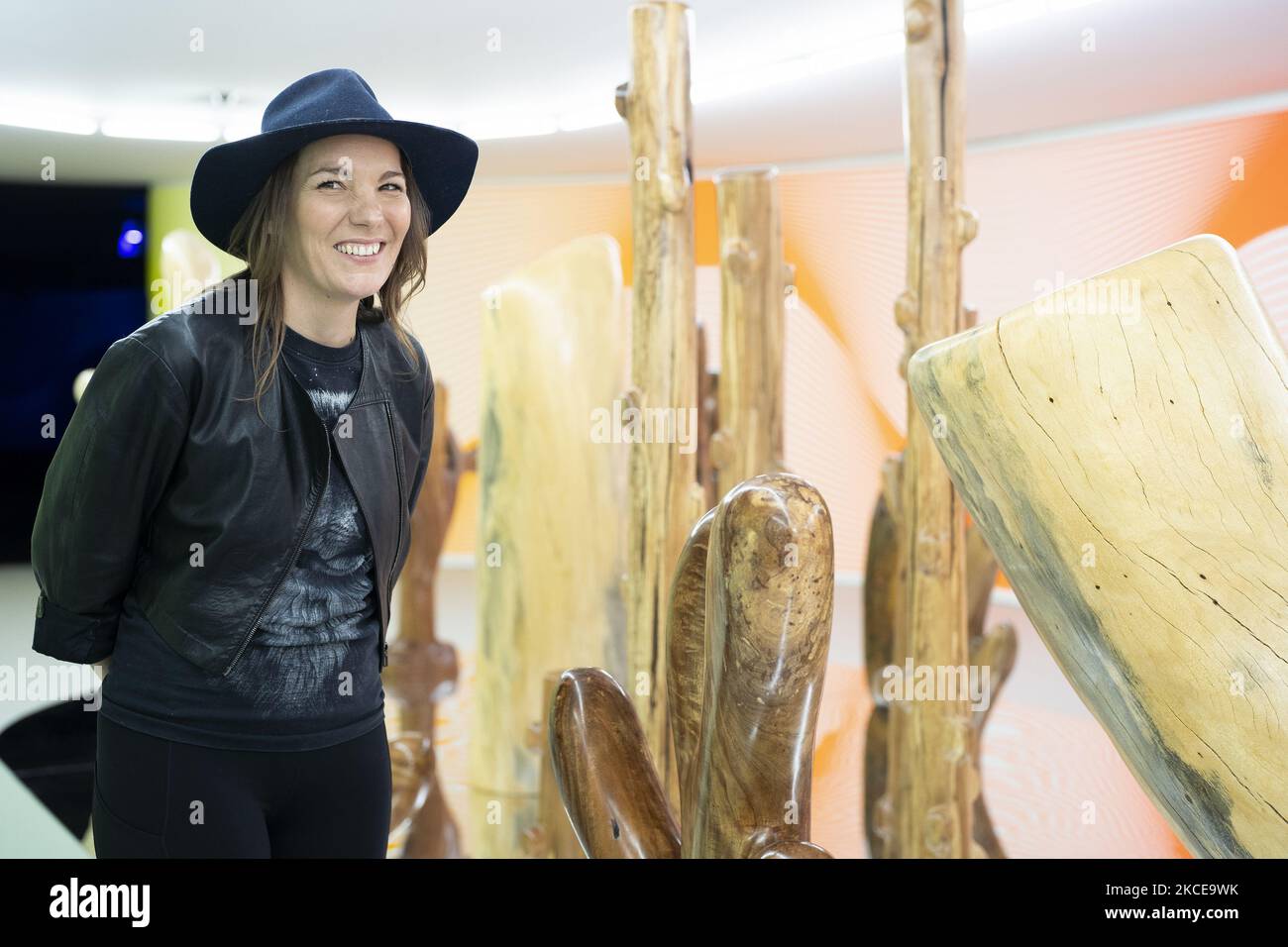 Swiss artist Claudia Comte poses during the presentation of the After ...