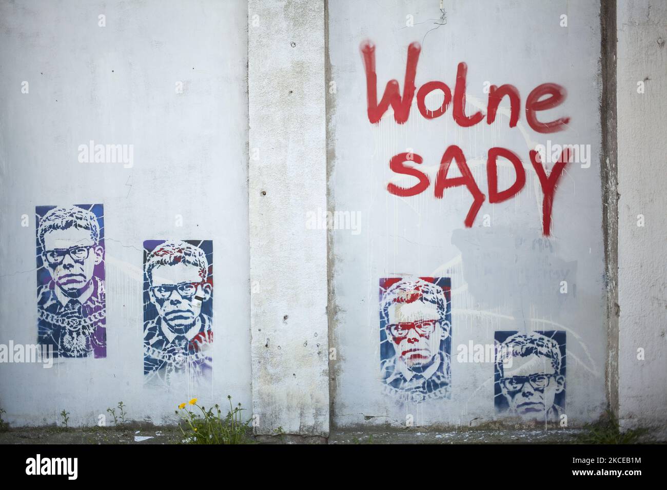 Free Courts graffiti seen in Warsaw on May 10, 2021 (Photo by Maciej ...