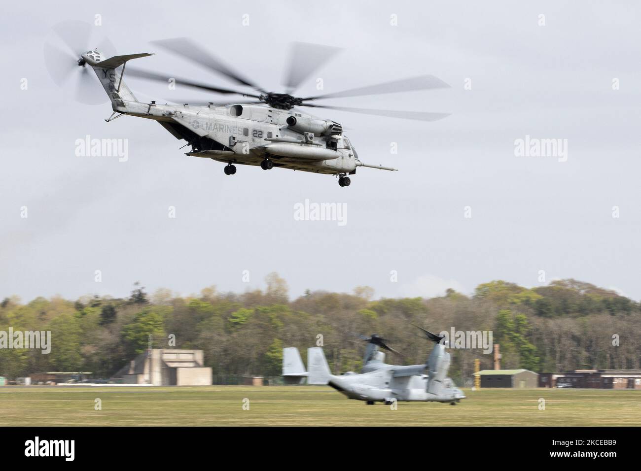 A United States Navy Marine CH53 Sea Stallion Helicopter takes off ...