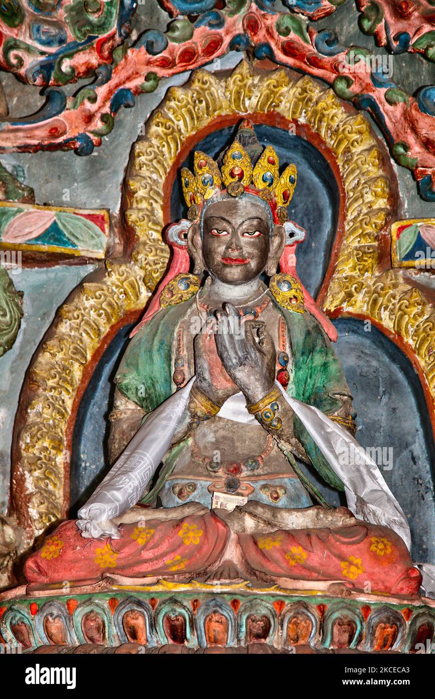 Ancient clay idol of Lord Buddha in the old Lamayuru Monastery ...