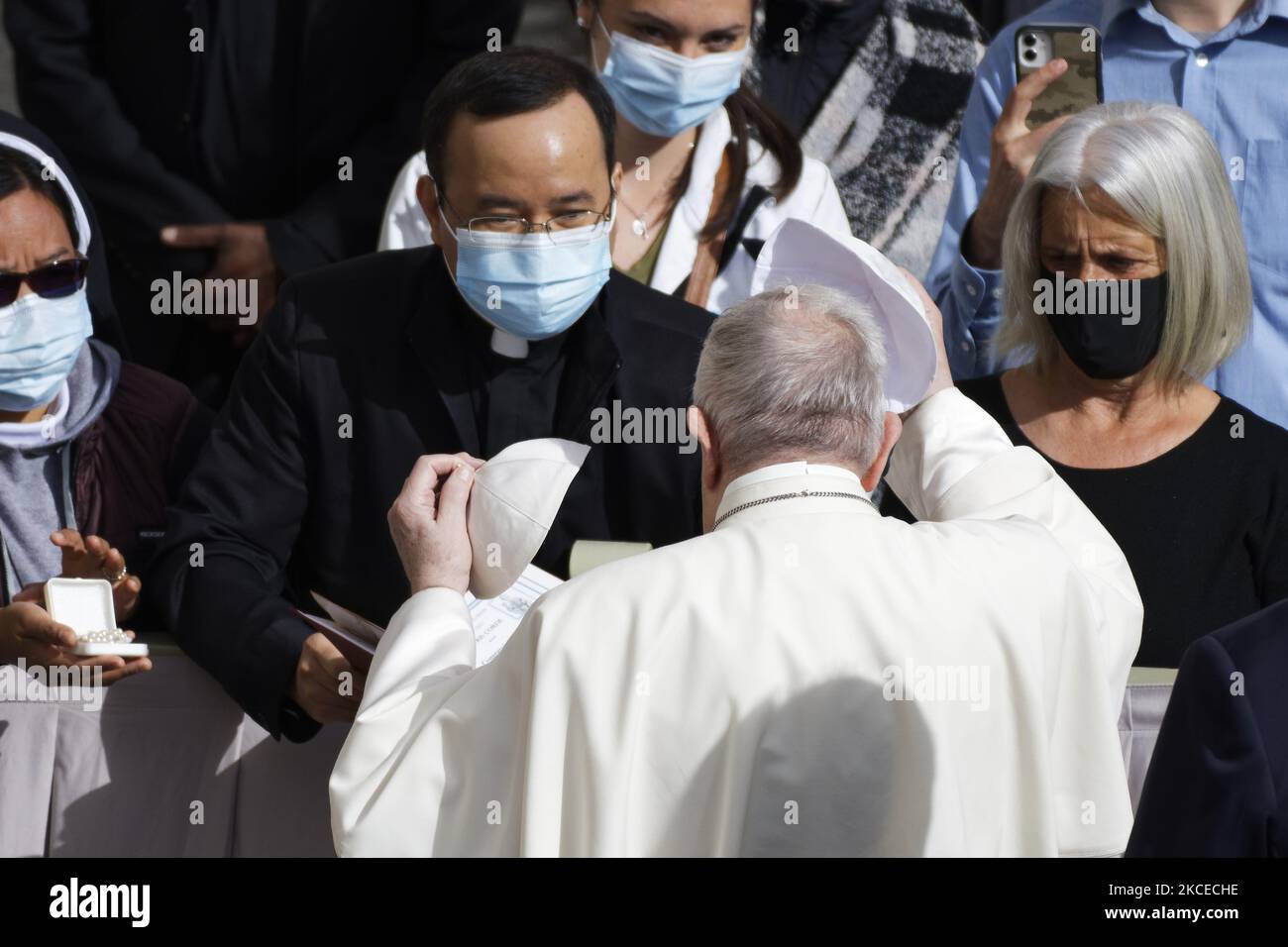 Pope Francis attends in the St. Damaso Courtyard at the Vatican for his ...