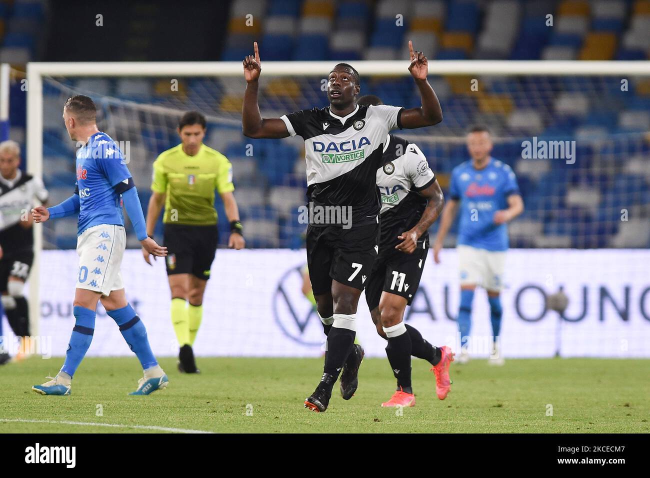 Stefano Okaka of Udinese Calcio celebrates after scoring during the ...