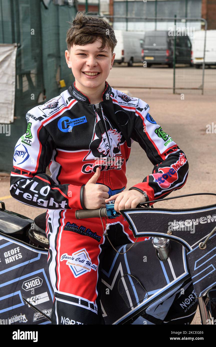 MANCHESTER, UK. MAY 13TH. Sam McGurk - Belle Vue Colts during the Belle ...