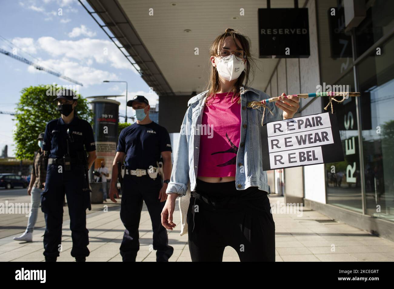 Climate activists gathered in front of one of Warsaw city center's ...