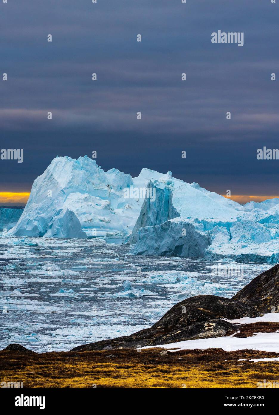Icebergs near Ilulissat, Greenland. Climate change is having a profound ...