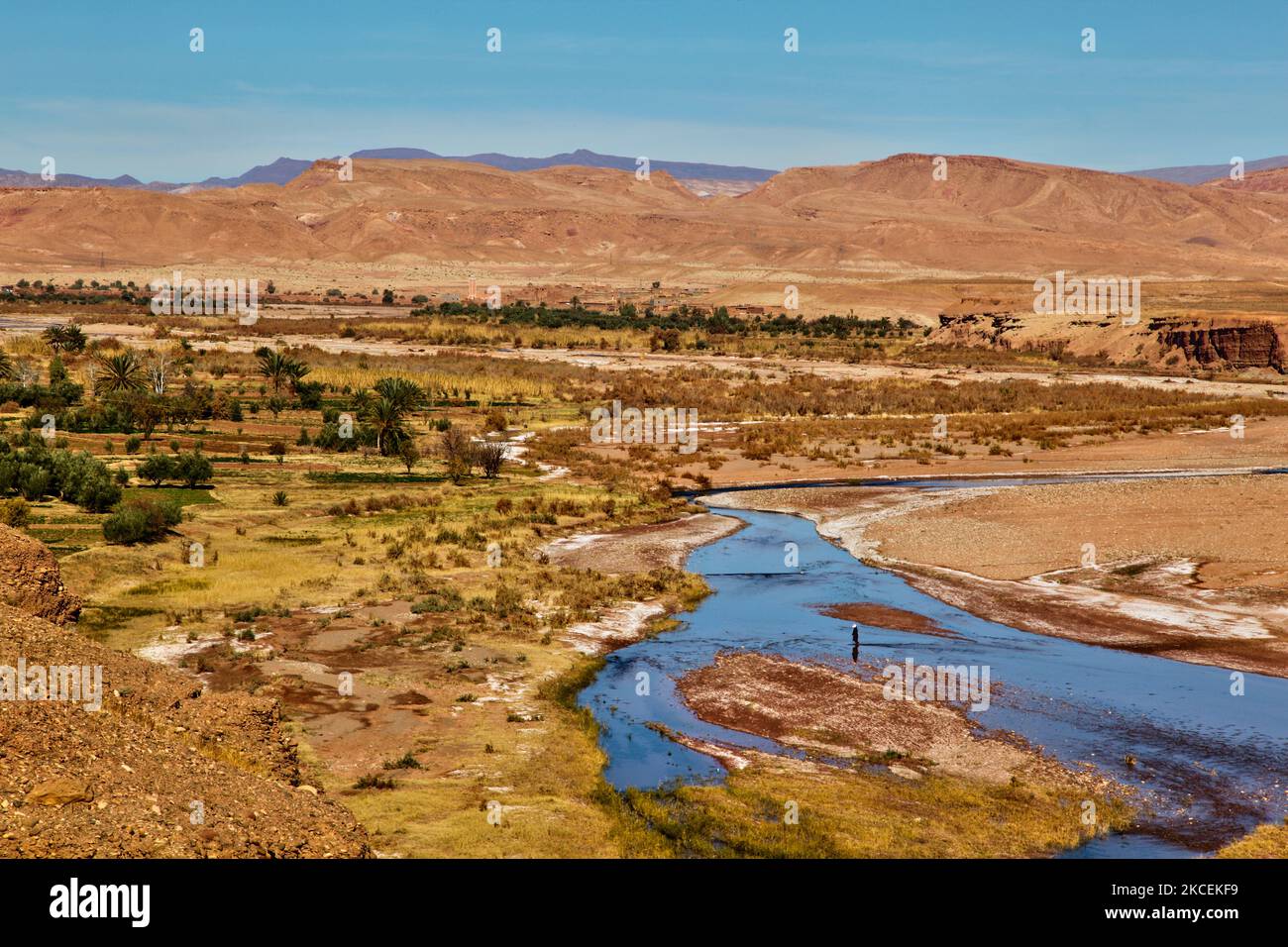 The Ziz River near a small Berber village in the Ziz Valley deep in the ...