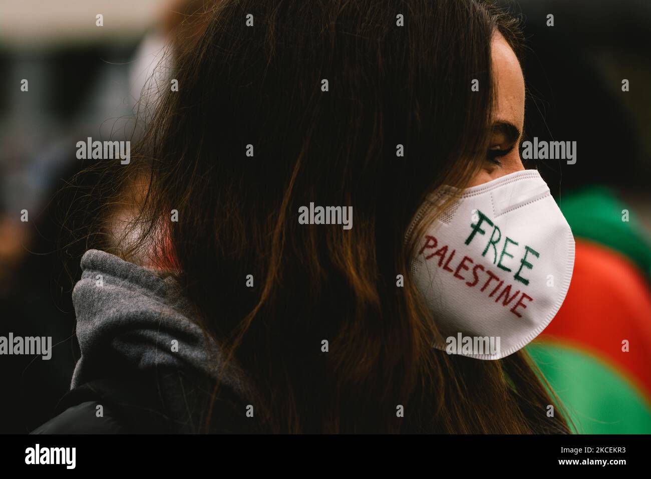 Free palestine mask is seen during the Free Palestine rally in Cologne ...
