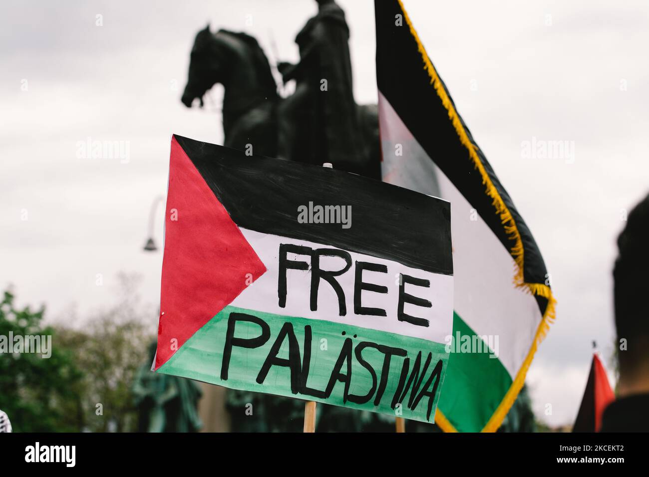 Fee palestine placard is seen during the free palestine rally in ...
