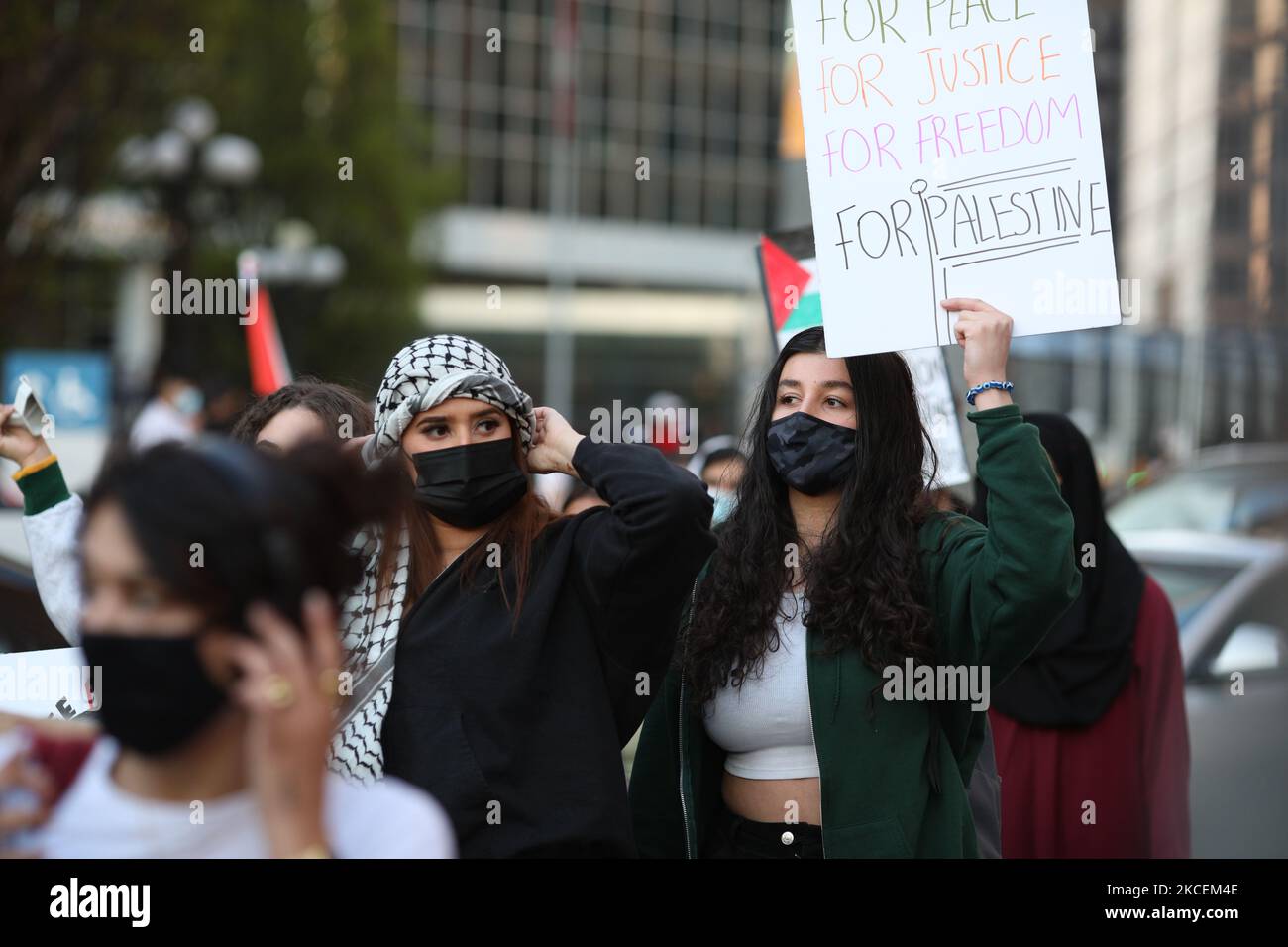 Thousand people protest in downtown Toronto, Canada on May 15, 2021 in ...