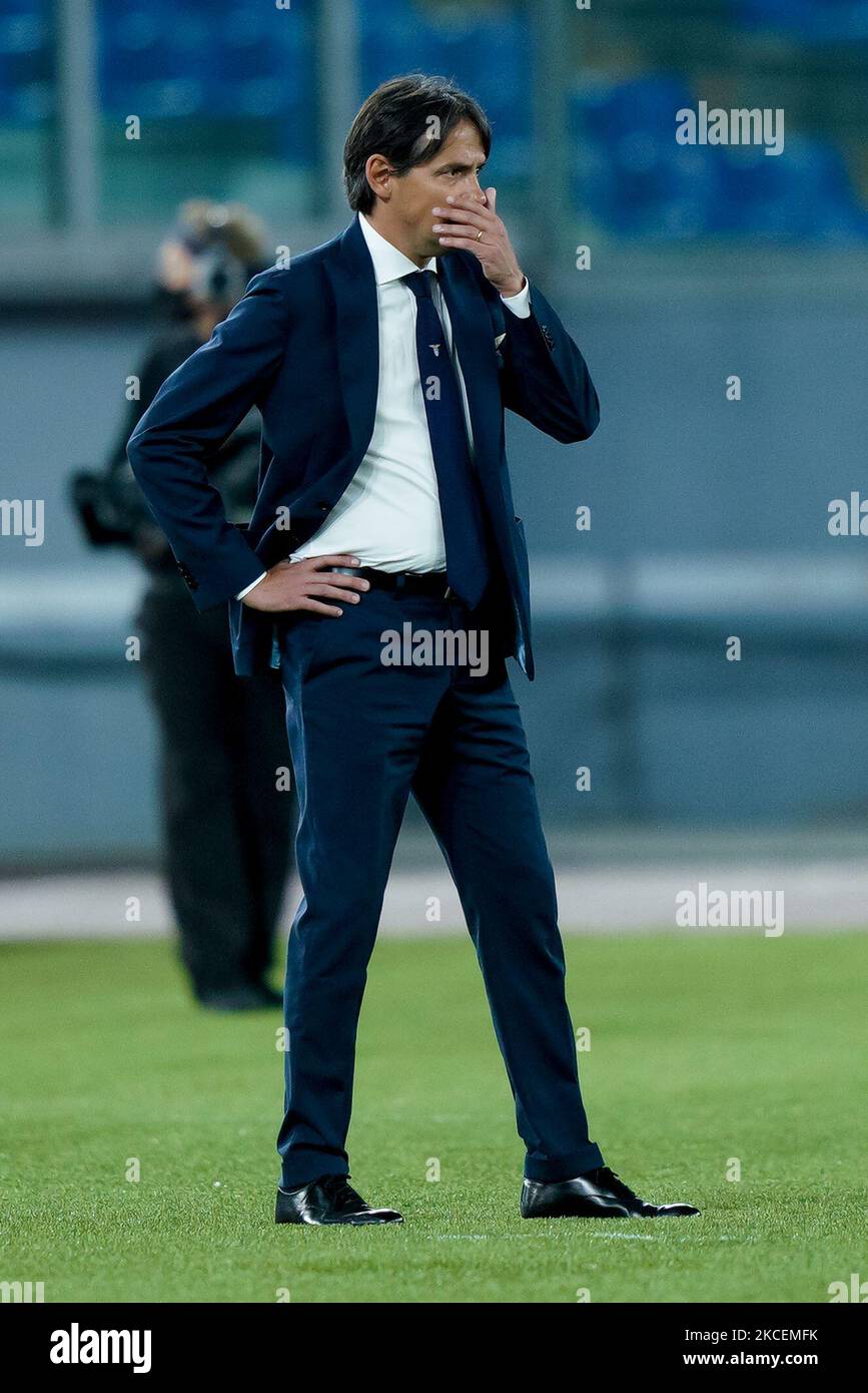 Simone inzaghi manager of ss lazio gestures hi-res stock photography ...