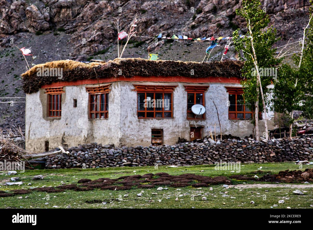 Traditional house in the Abran village in Zanskar, Ladakh, Jammu and ...
